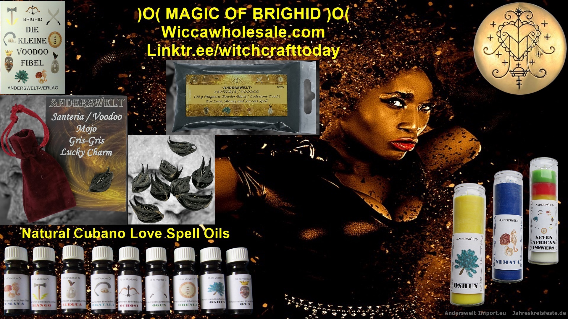 Voodoo Santeria Devil Pod, Bat Head Root, Magnet powder, Gris Gris ...